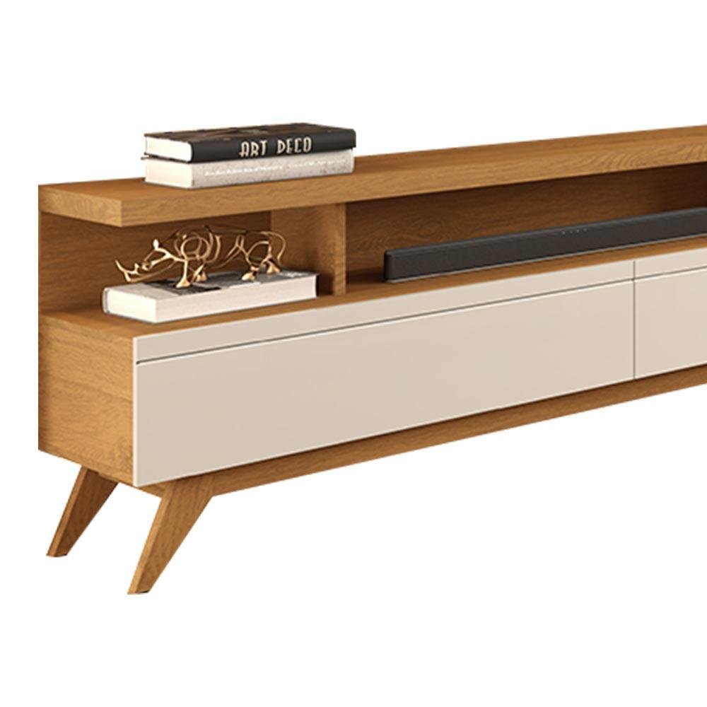 Conjunto Rack Com Painel Ripado TV Até 75 Polegadas 1.8 Nature Off ...