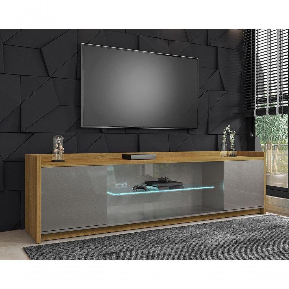 Rack Sala Doha Para Tv Até 82" 2 Portas Titanium/Cinamomo | MadeiraMadeira