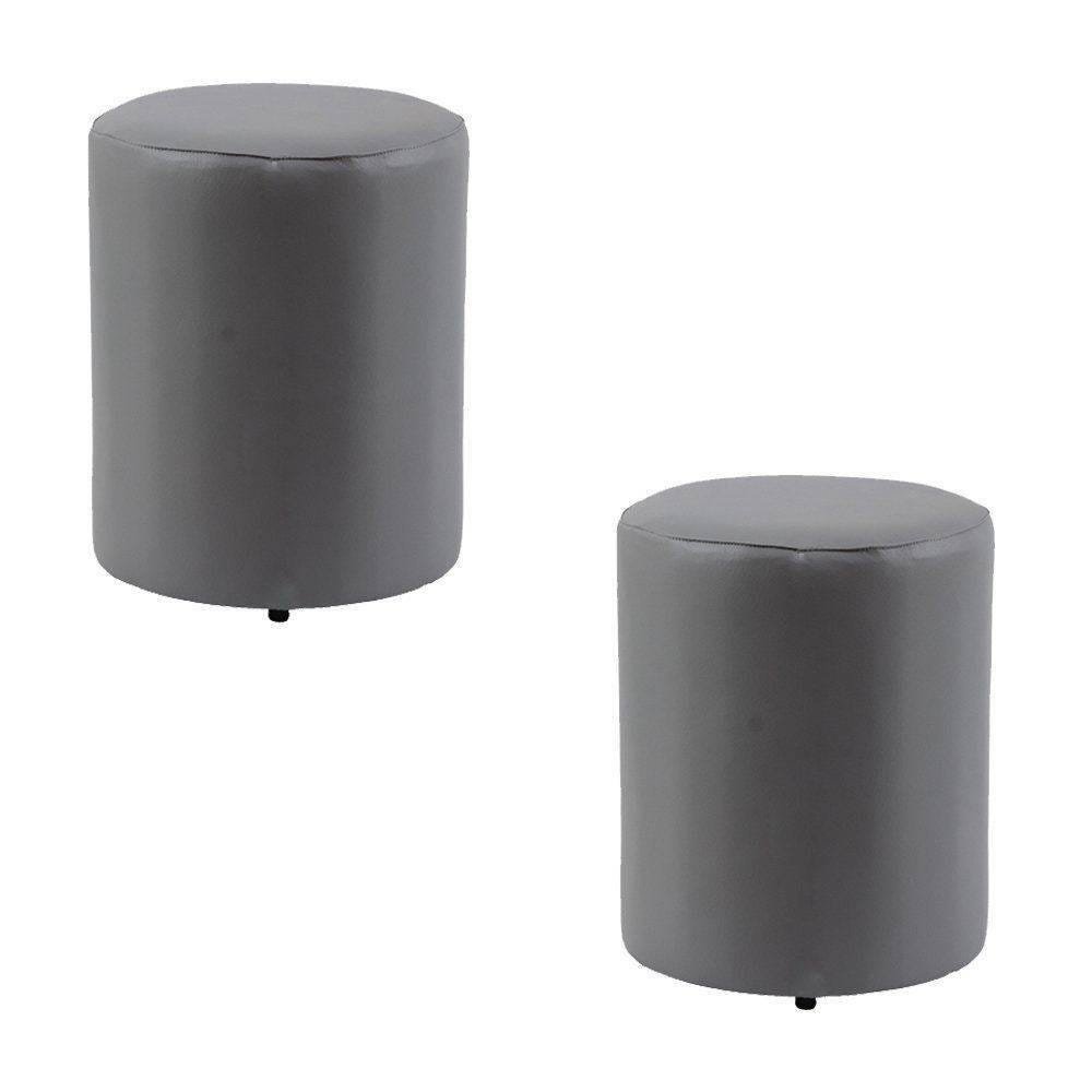 Kit 2 Puffs Round Nobre Cinza | MadeiraMadeira