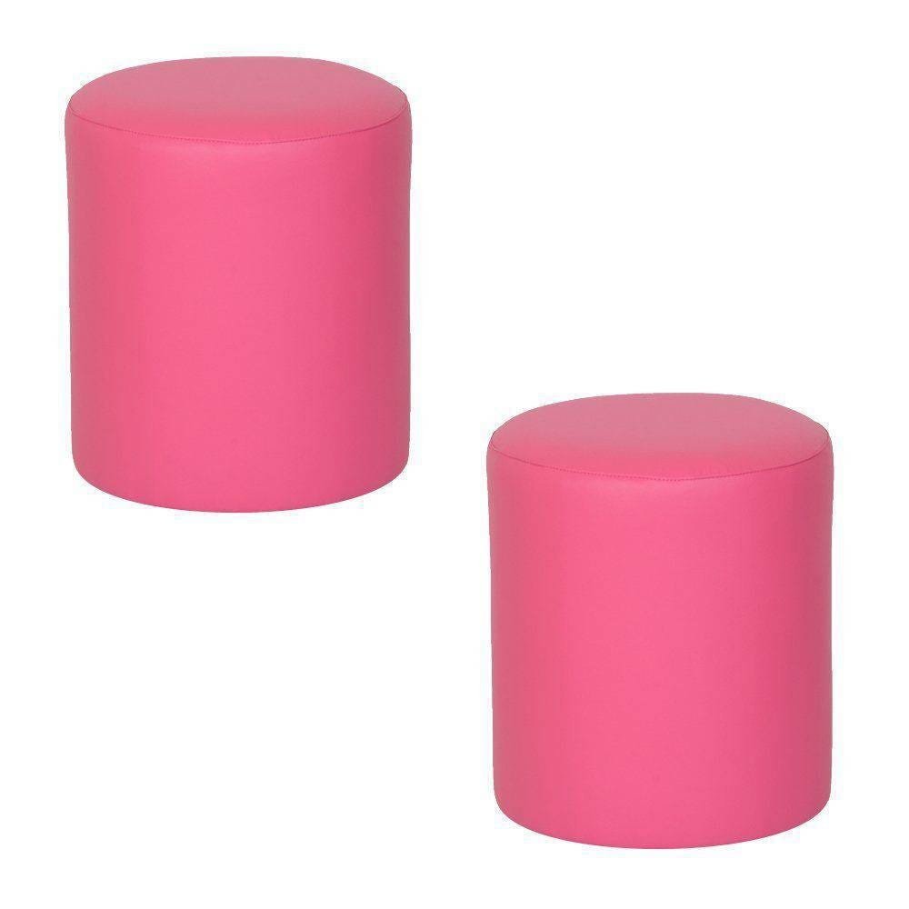 Kit 2 Puffs Round Nobre Rosa | MadeiraMadeira