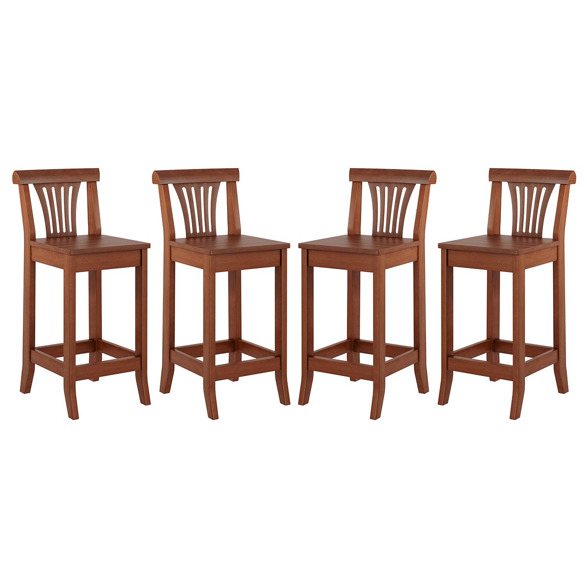 Kit 4 Banquetas Média Madeira Maciça Valentina 36x90Cm Bancada Cozinha ...