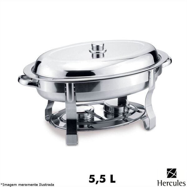 Rechaud Inox Oval 5,5 L com Tampa Inox - Hercules | MadeiraMadeira