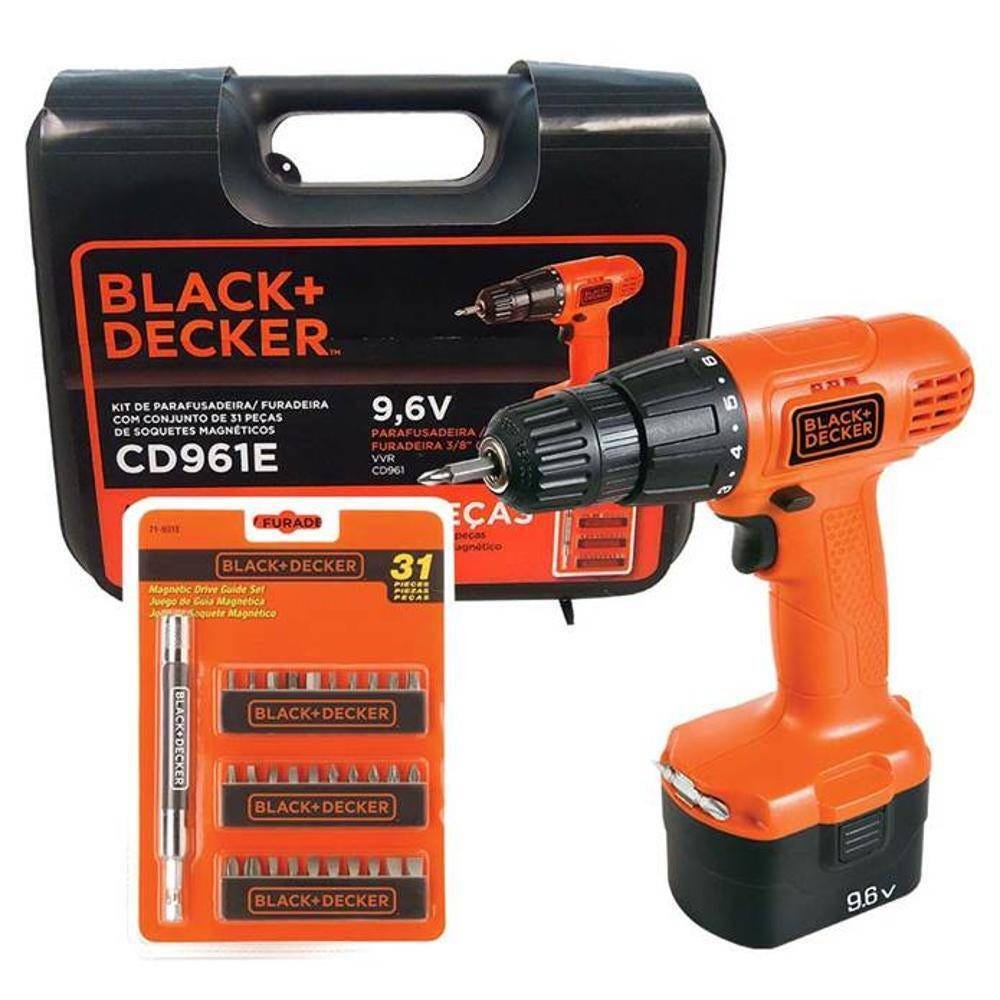 Kit Parafusadeira/Furadeira 3/8\"(10mm) 9.6v Bivolt Com Vvr Kit Com 31 ...