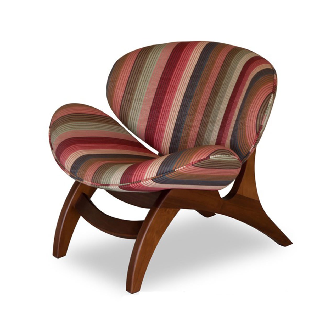 Kit 2 Poltronas Pérola Decorativa Para Sala 72 Cm Pés Madeira Estofada Vermelho Listrado - Rio ...