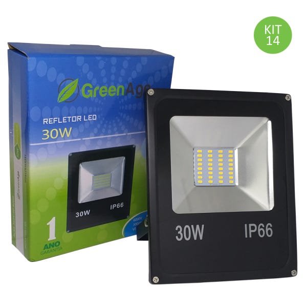 Refletor Led SMD 30w Verde IP66 Bivolt Kit 14 | MadeiraMadeira