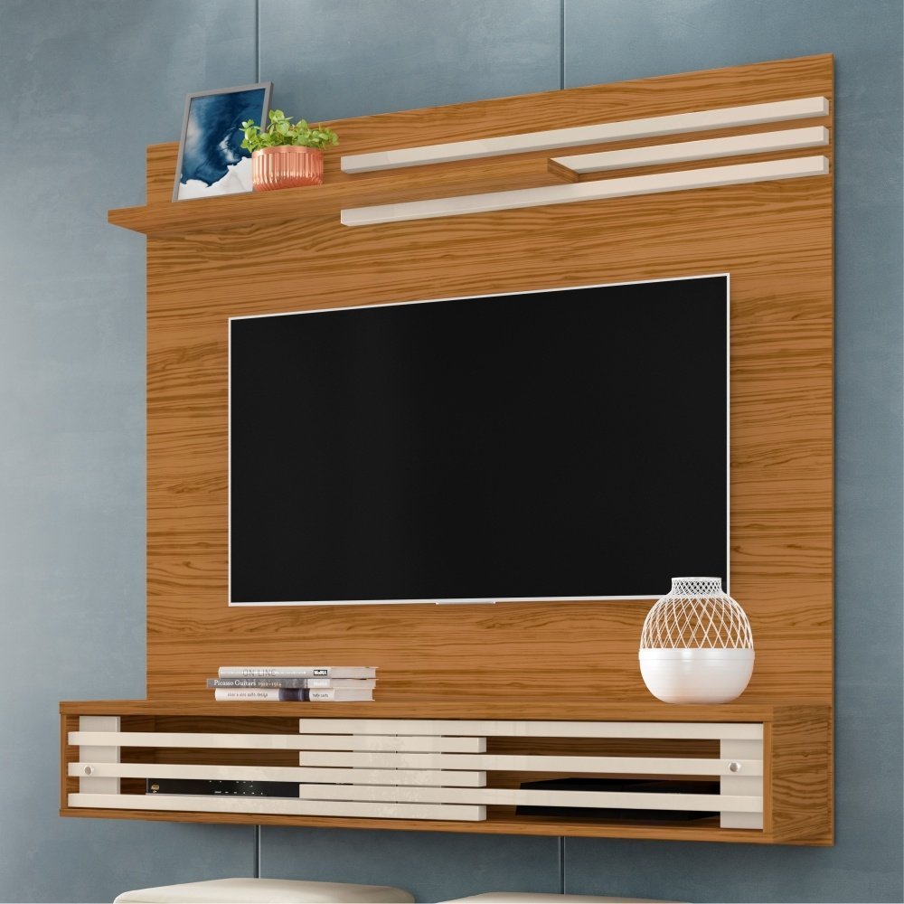 Painel para TV Frisado com Nichos Elidia Naturale Off White ...