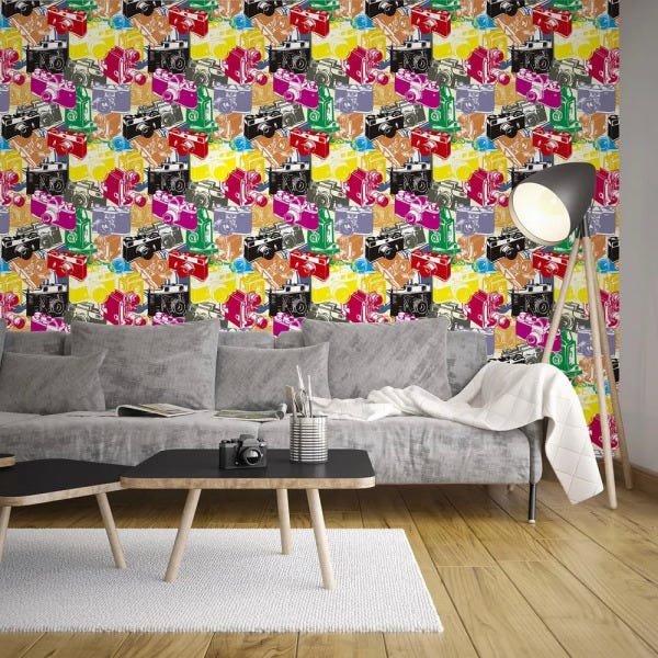 Papel de Parede Adesivo Rolo 0,58x3,00M Câmera Fotografia Foto Colorido ...