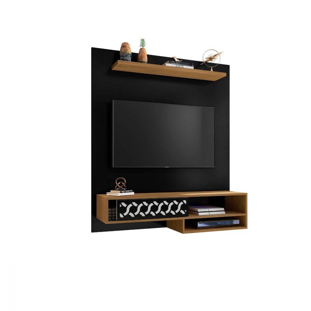 Painel Suspenso Tv Até 50 Pol. Osaka Preto Velutto Freijó | MadeiraMadeira