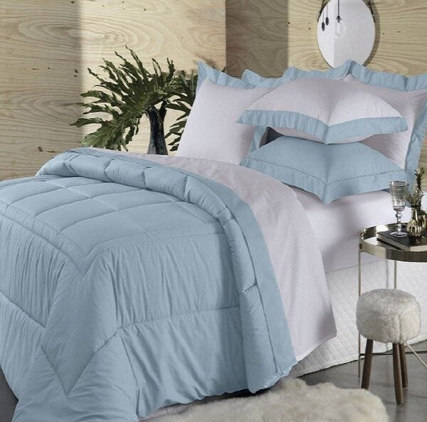 Jogo de Cama Casal Mondrian Altenburg - Azul Pierrot | MadeiraMadeira