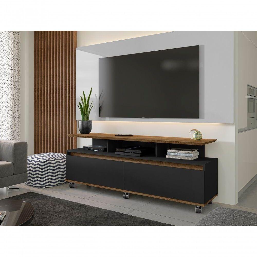 Rack Texas Madeira Rústica/Preto Fosco Bechara | MadeiraMadeira