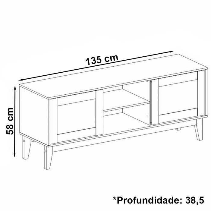 Painel Tv 50 Pol 088163 Rack 2 Portas 011075 Off White Noce DCASA ...
