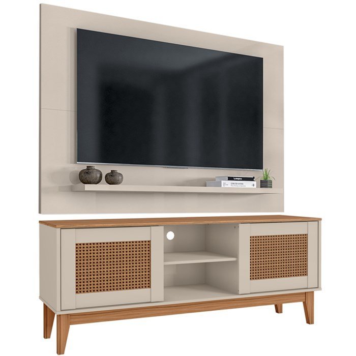Painel Tv 50 Pol 088163 Rack 2 Portas 011075 Off White Noce DCASA ...