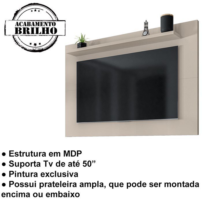 Painel Tv 50 Pol 088163 Rack 2 Portas 011075 Off White Noce DCASA ...