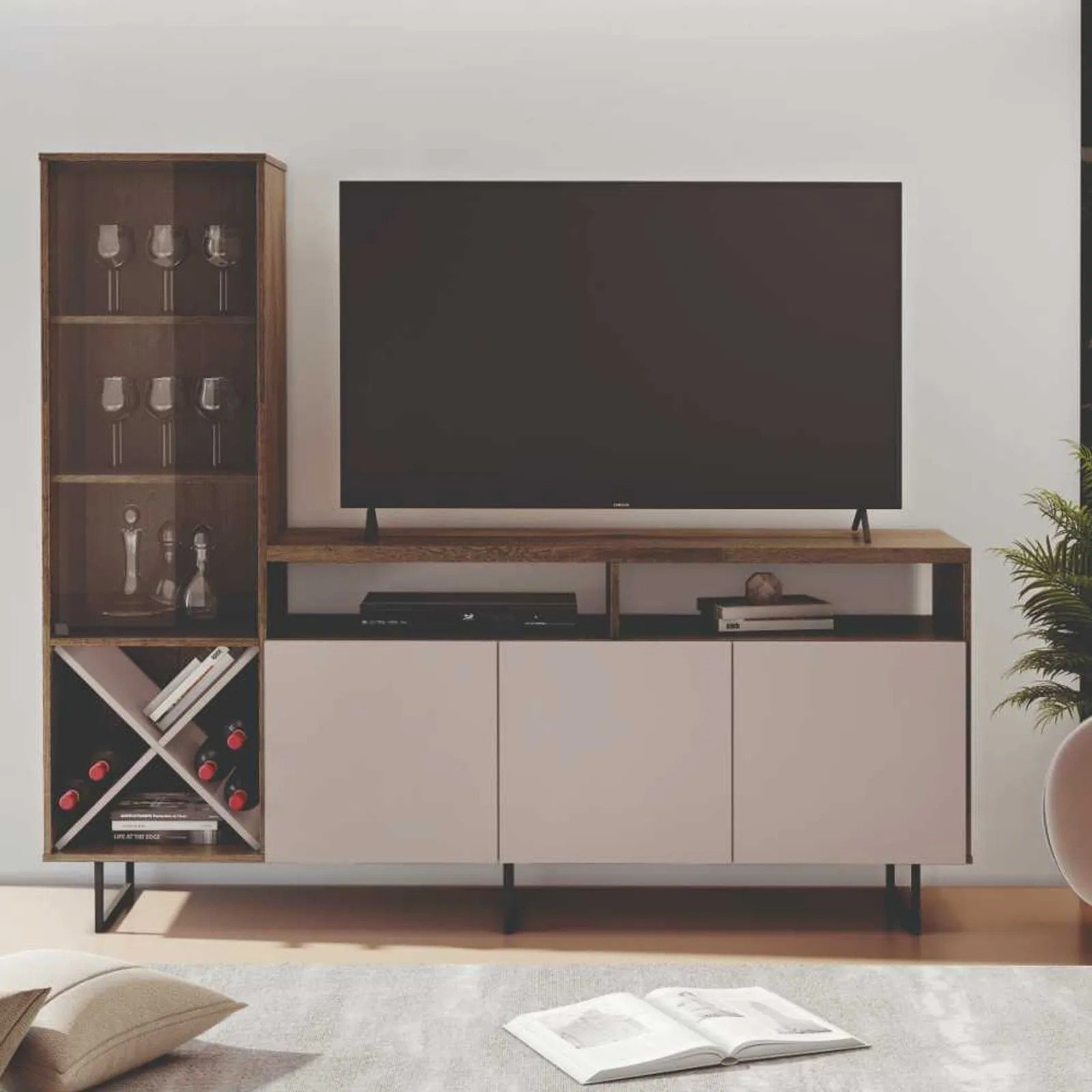 Rack Luz para TV até 56" Polegadas MobyCasa Moveis Cacau Off White ...