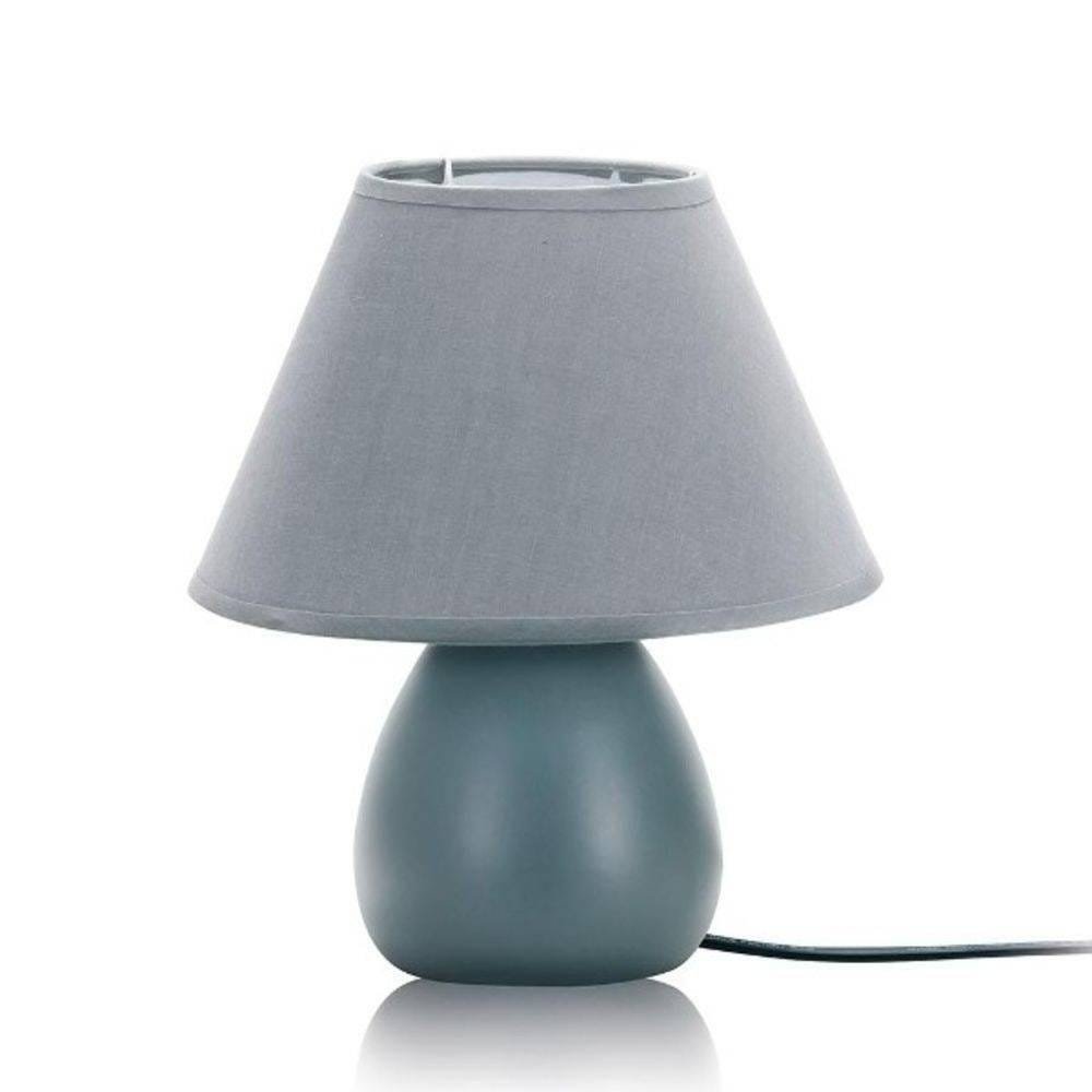 Abajur Pequeno Cerâmica e Tecido Cinza Ø20cm | MadeiraMadeira