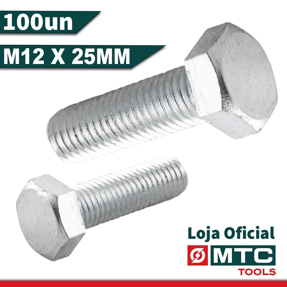 PARAFUSO SEXTAVADO DIN 933 M12 X 25 GEOMET - 100PÇS | MadeiraMadeira