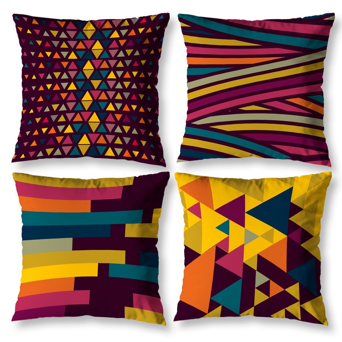 Kit 4 Almofadas Cheias 40 x 40 Decorativas Estampadas Digital Coloridas ...