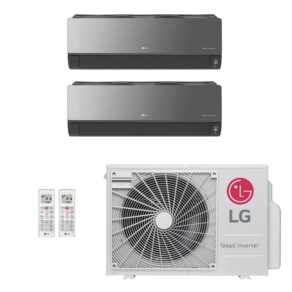 Ar-Condicionado Multi Split Inverter LG 18.000 BTUs (1x Evap HW Artcool 9.000 + 1x Evap HW ...