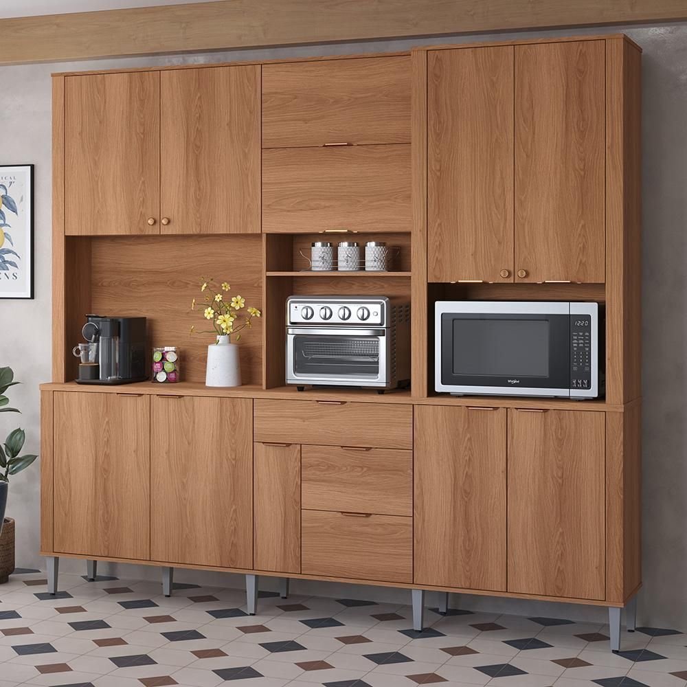 Kit Cozinha Compacta 240cm Com 10 Portas E 4 Gavetas Astra Lukaliam