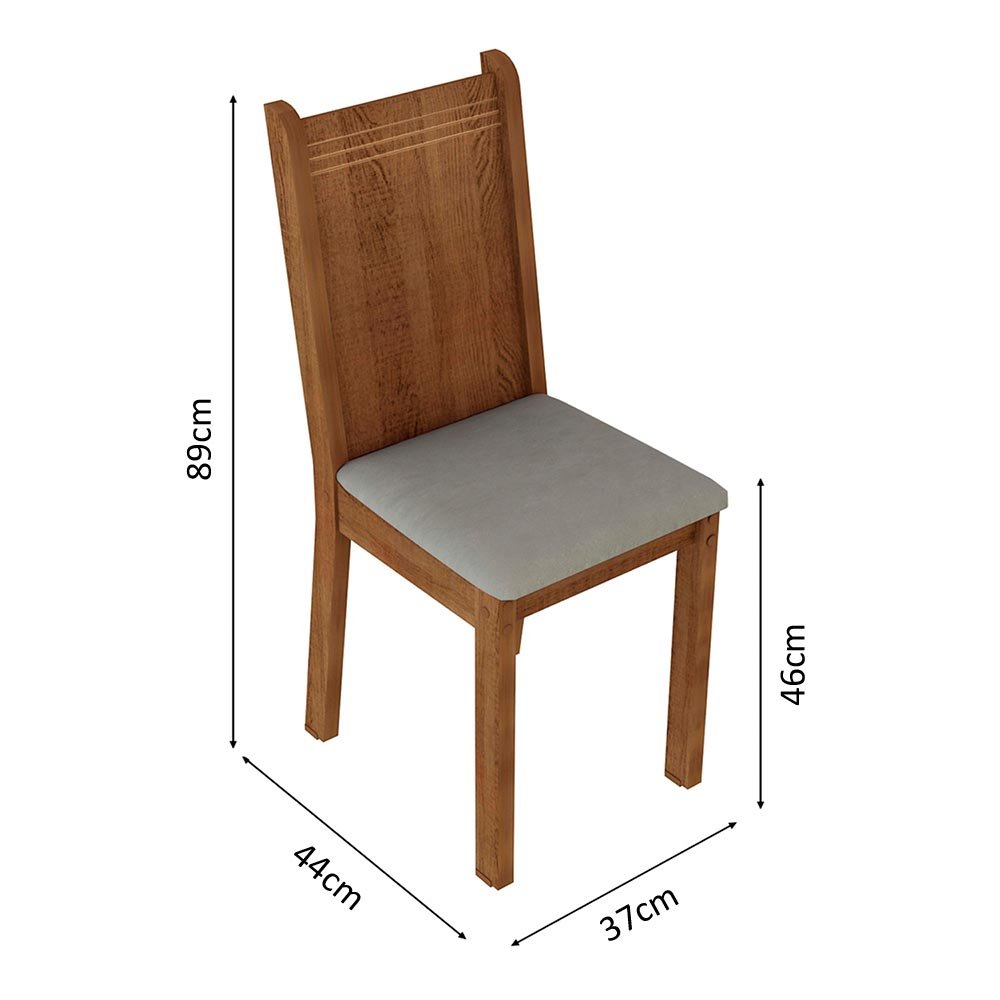 Kit 4 Cadeiras 4290 Madesa Rustic/Pérola Cor:Rustic/Pérola | MadeiraMadeira