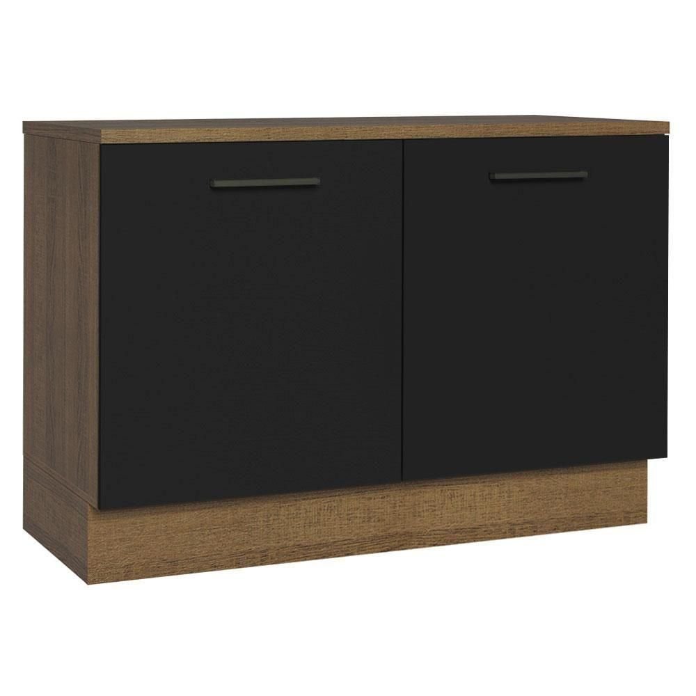 Balcão de Pia Cozinha 2 Portas (com Tampo) Rustic/preto Agata Madesa ...