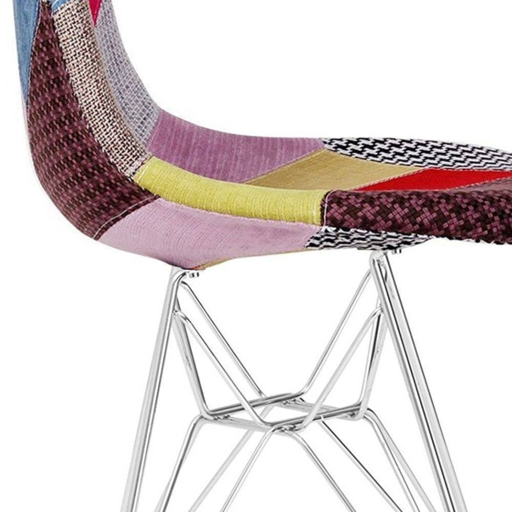 Cadeira Eames Dkr - Patchwork - Base Cromada | MadeiraMadeira