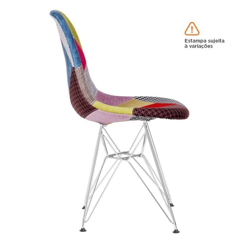 Cadeira Eames Dkr - Patchwork - Base Cromada | MadeiraMadeira