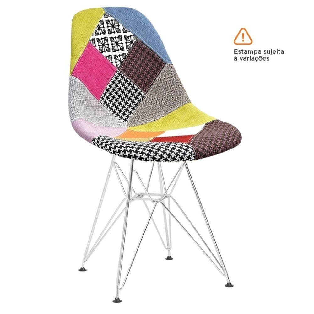 Cadeira Eames Dkr - Patchwork - Base Cromada | MadeiraMadeira