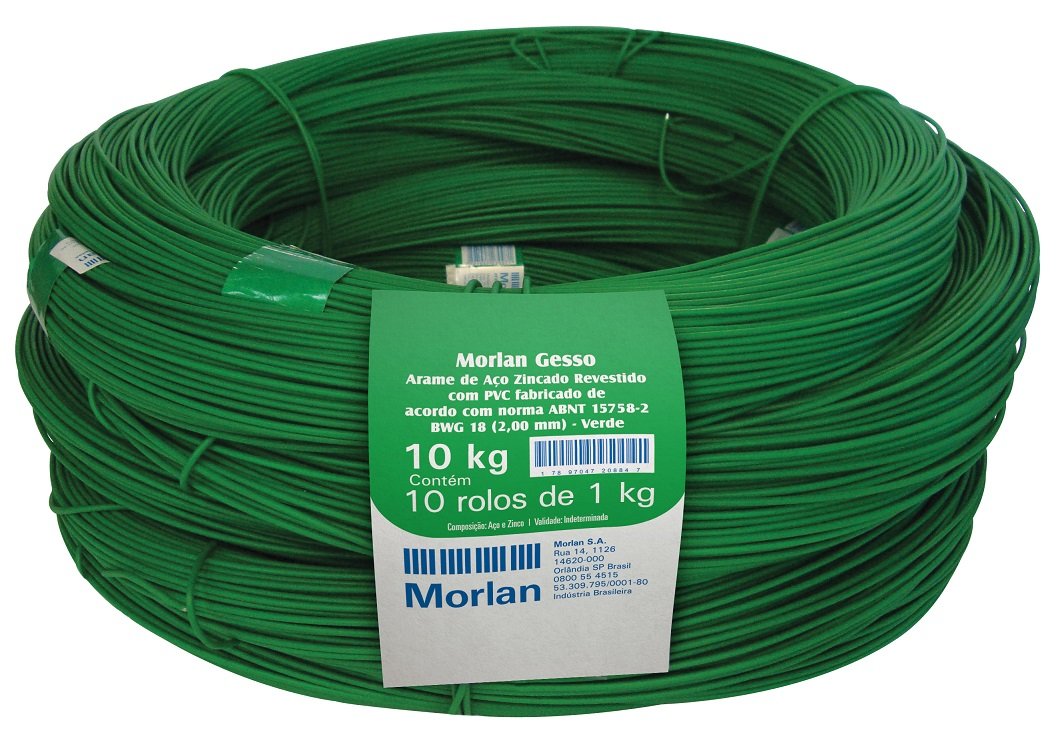 Arame Zincado Revestido Pvc N18 (2,00mm) 1kg Verde Morlan | MadeiraMadeira
