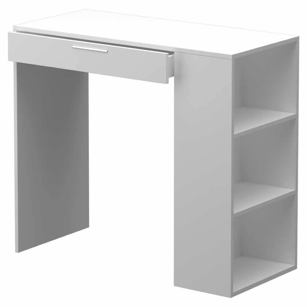 Escrivaninha com Prateleiras e 1 Gaveta - Branco - Primolar ...