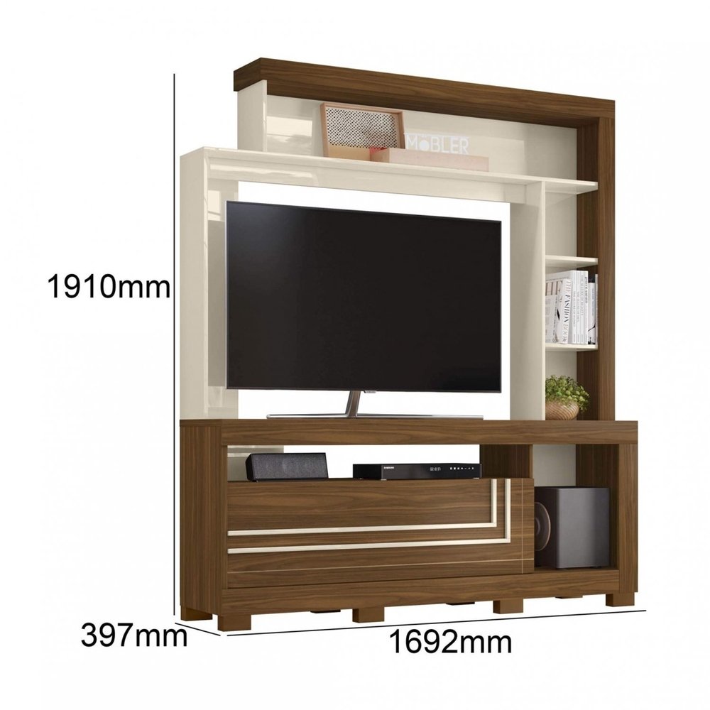 Estante Home Vini para TV até 52 Polegadas 1 Porta Freijo/Off White ...