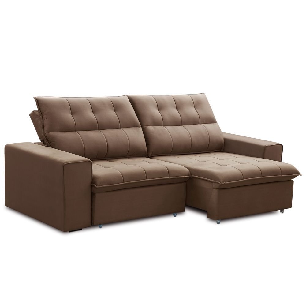 Sofá Retrátil Reclinável para Sala 3 Lugares 250cm Baruk F04 Veludo ...