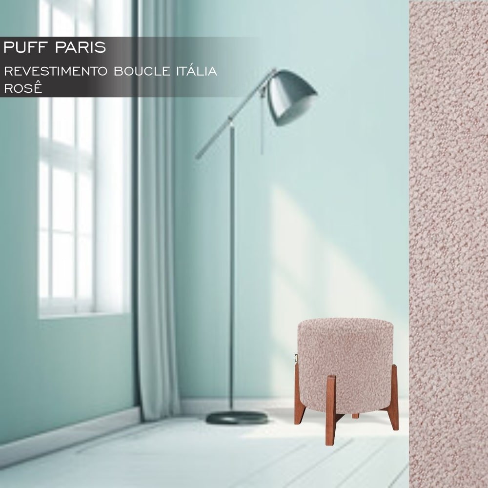 Puff Boucle Itália Rosê Redondo 50 Cm Egmobile Puff Paris | MadeiraMadeira