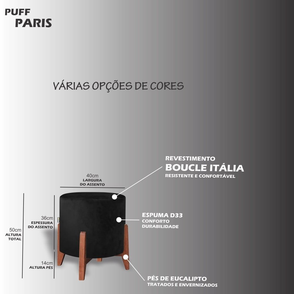 Puff Boucle Itália Rosê Redondo 50 Cm Egmobile Puff Paris | MadeiraMadeira