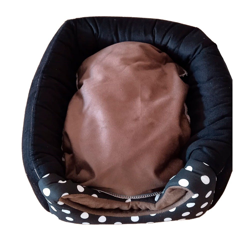 Toca Para Pet 2 em 1 Caminha e Toca Tamanho P - Estampado Preto Bolinha ...