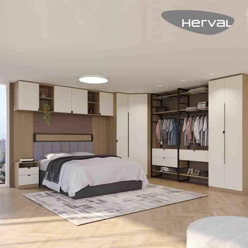 Roupeiro Modulado Casal Herval Valence, em Mdp Off White/cedro ...