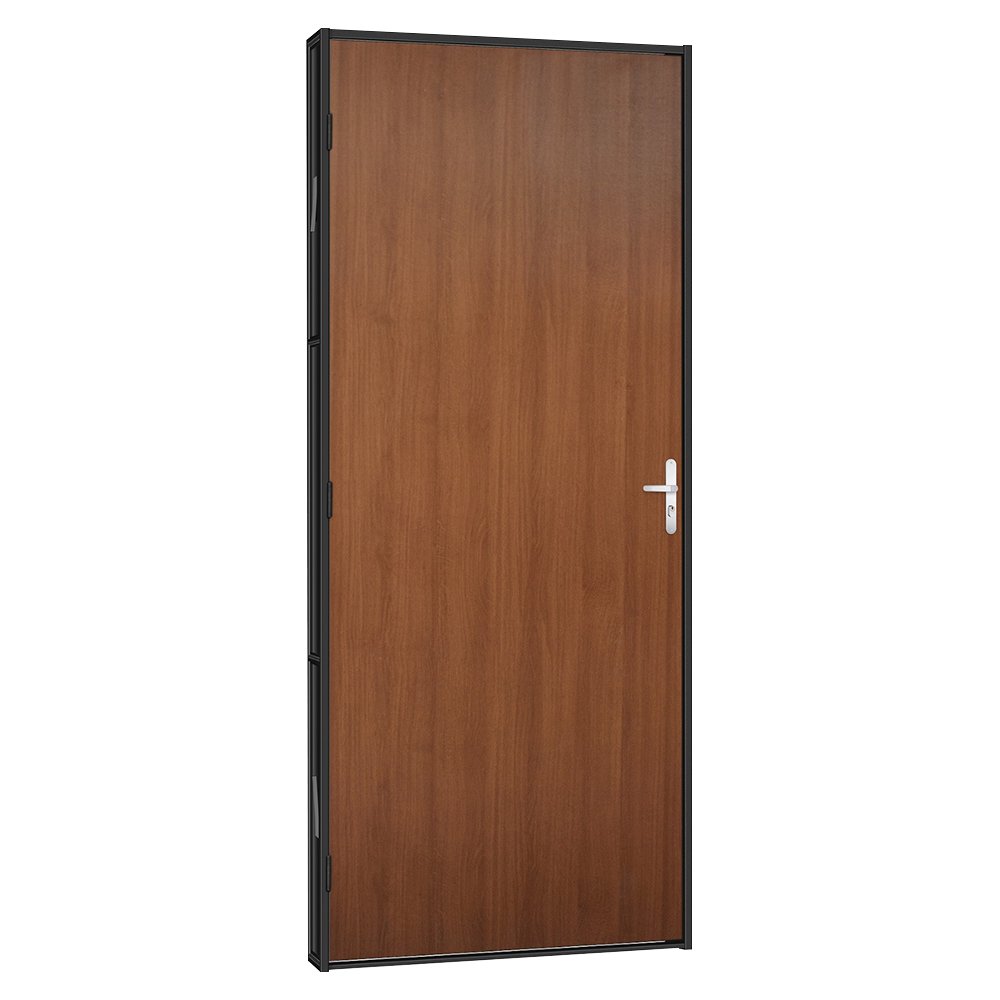 Porta de Madeira Mogno com Batente de Aço Tradição 83x215 R120 Abertura ...