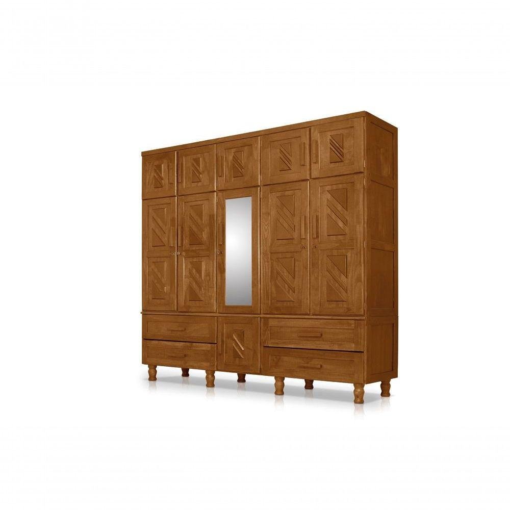 Roupeiro Chicago 5 Portas de Madeira Maciça Pinus Imbuia | MadeiraMadeira