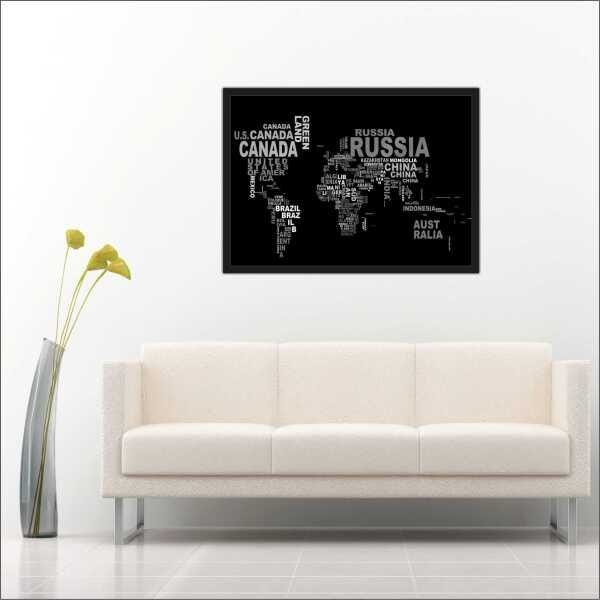 Quadro Mapa Mundo Países Continentes Geografia Mundi TT04 | MadeiraMadeira