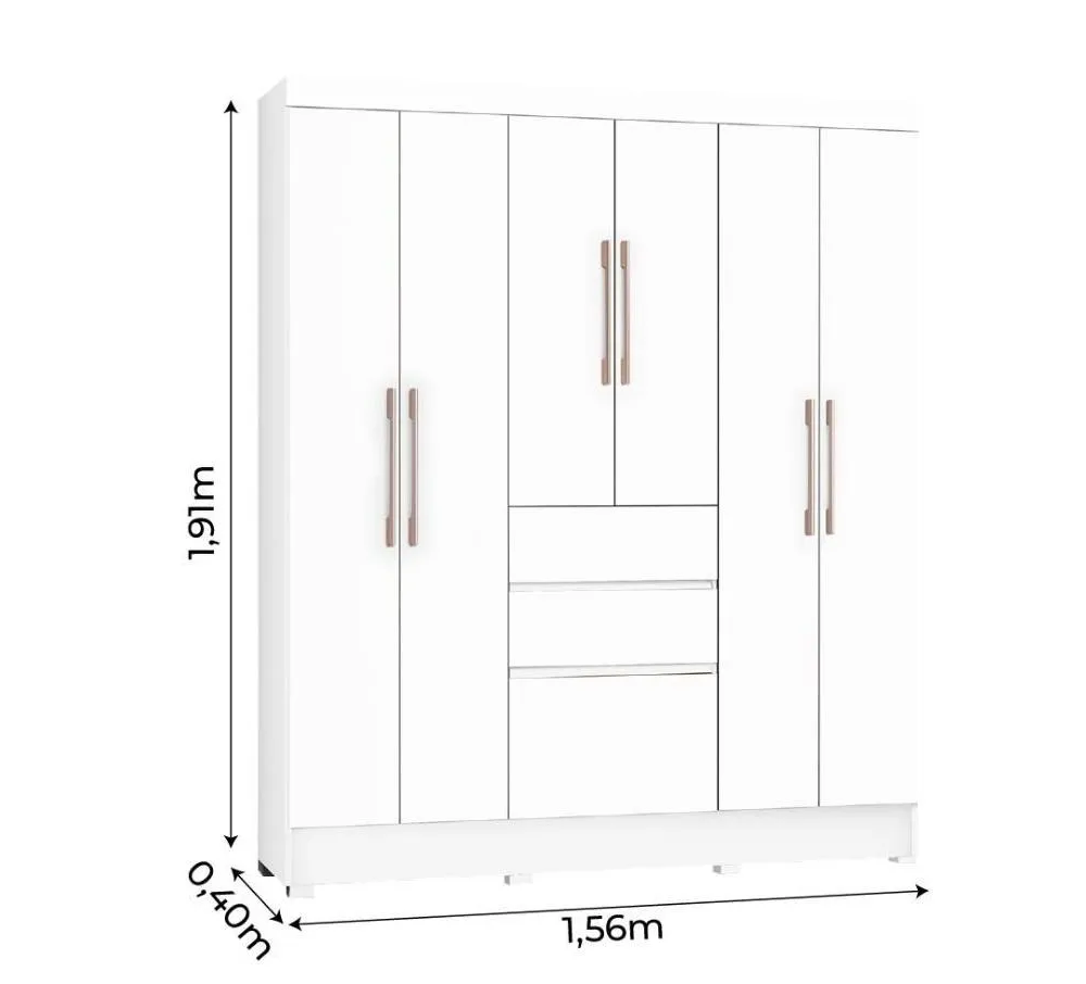 Guarda Roupa Casal 7 Portas 2 Gavetas Brunela J&A - Branco | MadeiraMadeira