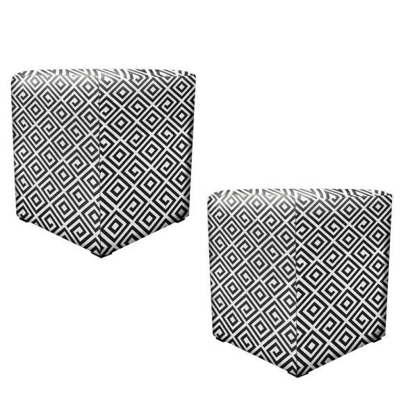 Kit 2 Puff Decorativo Dado Quadrado Estampado Quadrado Preto e Branco ...