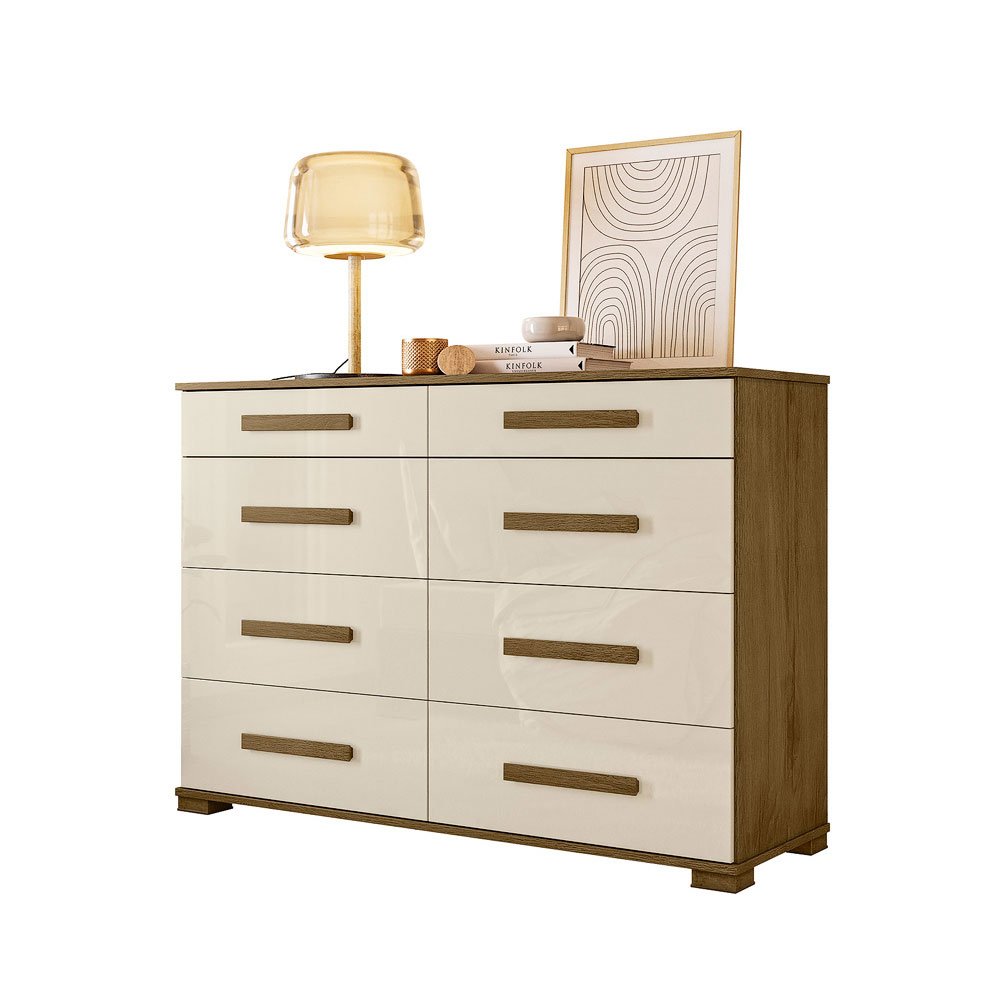Cômoda Samambaia 8 Gavetas Cedro/off White | MadeiraMadeira