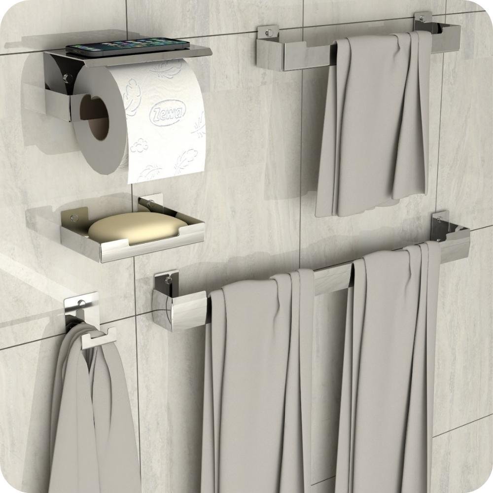 Kit Acessórios Para Banheiro Inox 5 Peças ELG | MadeiraMadeira