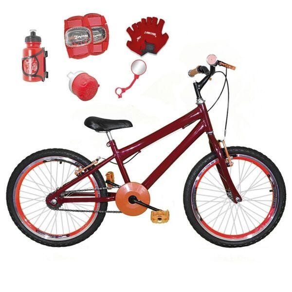 Bicicleta Infantil Aro 20 Vermelha Kit e Roda Aero Laranja com ...