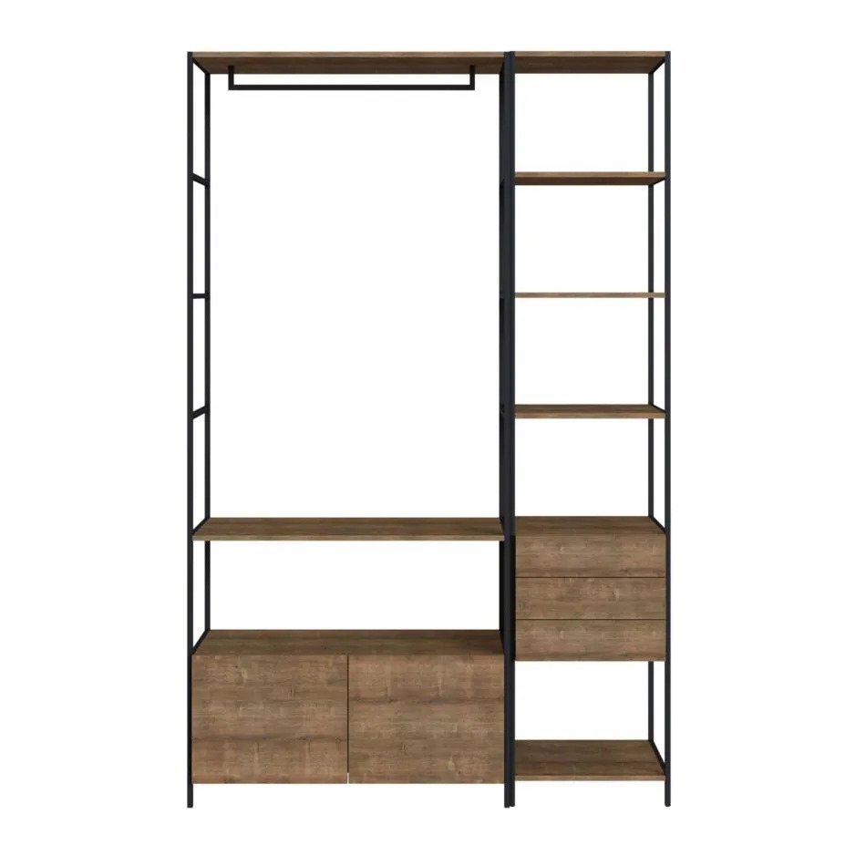 Conjunto De 2 Estantes Guarda Roupa P/ Closet 5 Gavetas Artesano STEEL ...