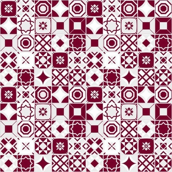 Adesivo Destacável Azulejo Bragança Vinho - 20 x 20cm - 18 unidades ...