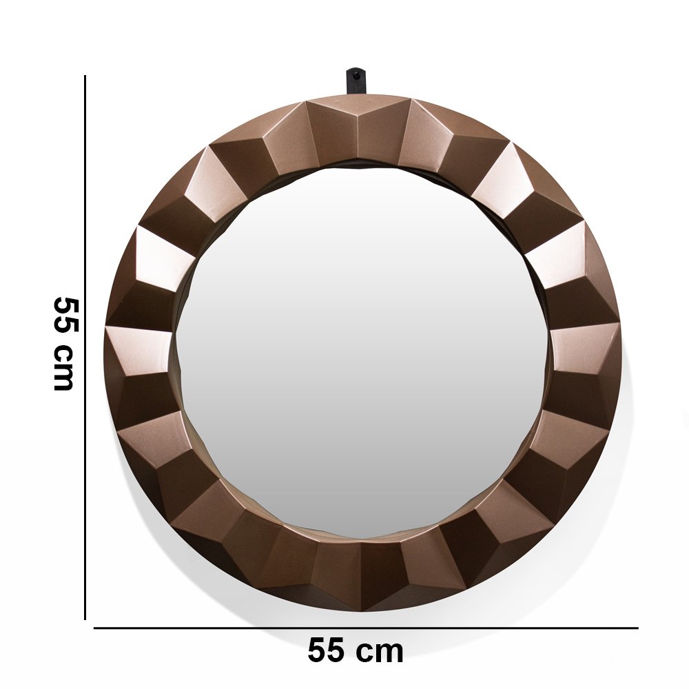 Espelho Decorativo Redondo com Moldura de Plastíco 3D Rosê 55x55 cm - D'Rossi | MadeiraMadeira