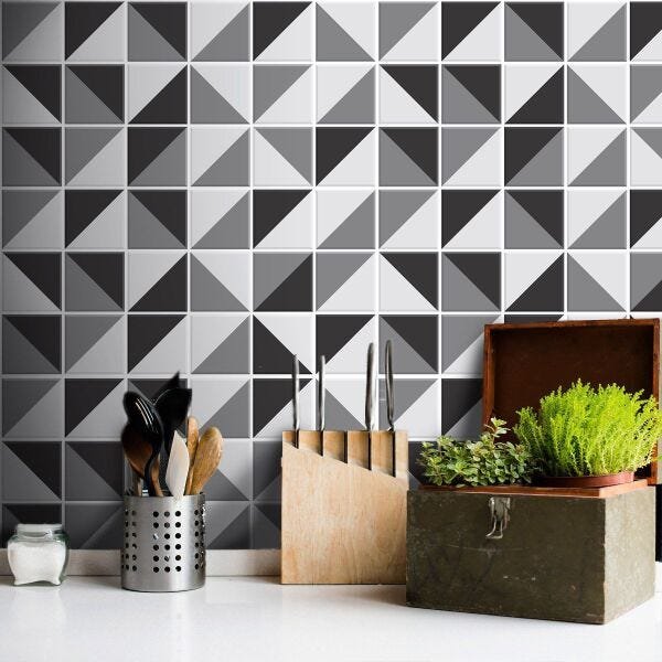 Adesivo Destacável Azulejo Retângulo Preto - 20 x 20cm - 18 unidades ...