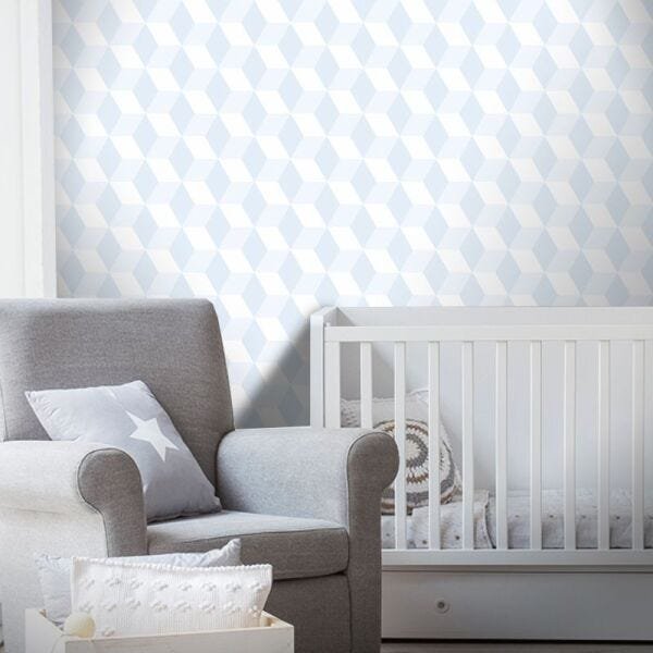 Papel de Parede Cubo 3D Clear - Várias Cores - Azul | MadeiraMadeira