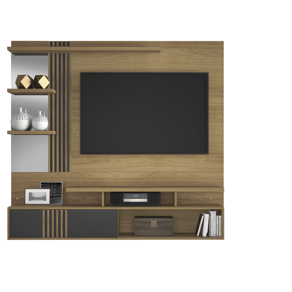 Painel Safira Para TVs até 49 Polegadas Com Prateleiras 02 Nichos E ...